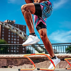 Get Out! Agility Hurdles Training Equipment - 6pk 2 Way Plyometric and Speed Hurdle Set for Soccer and Football