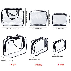 Hotop 4 Pieces Clear Make-up Bags Travel Toiletry Bag Organizers for Traveling Portable Cosmetic Pouch Set with Zipper Handle, Business Trip and School Bathroom, Water-proof
