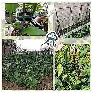 PUTING Tomato Cage Connector Kit, 24 Pcs Stake Arms & 10 Pcs Connectors & 20 Pcs Plant Support Clips & 10 Pcs Stake Buckles, for Any 11mm Diameter Garden Plant Stakes