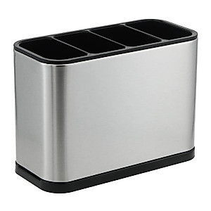 KESOL Kitchen Utensil Holder, Stainless Steel Utensil Drying Rack Flatware Holder Sinkware Caddy Countertop Organizer with 4 Divided Compartments, Rust Proof