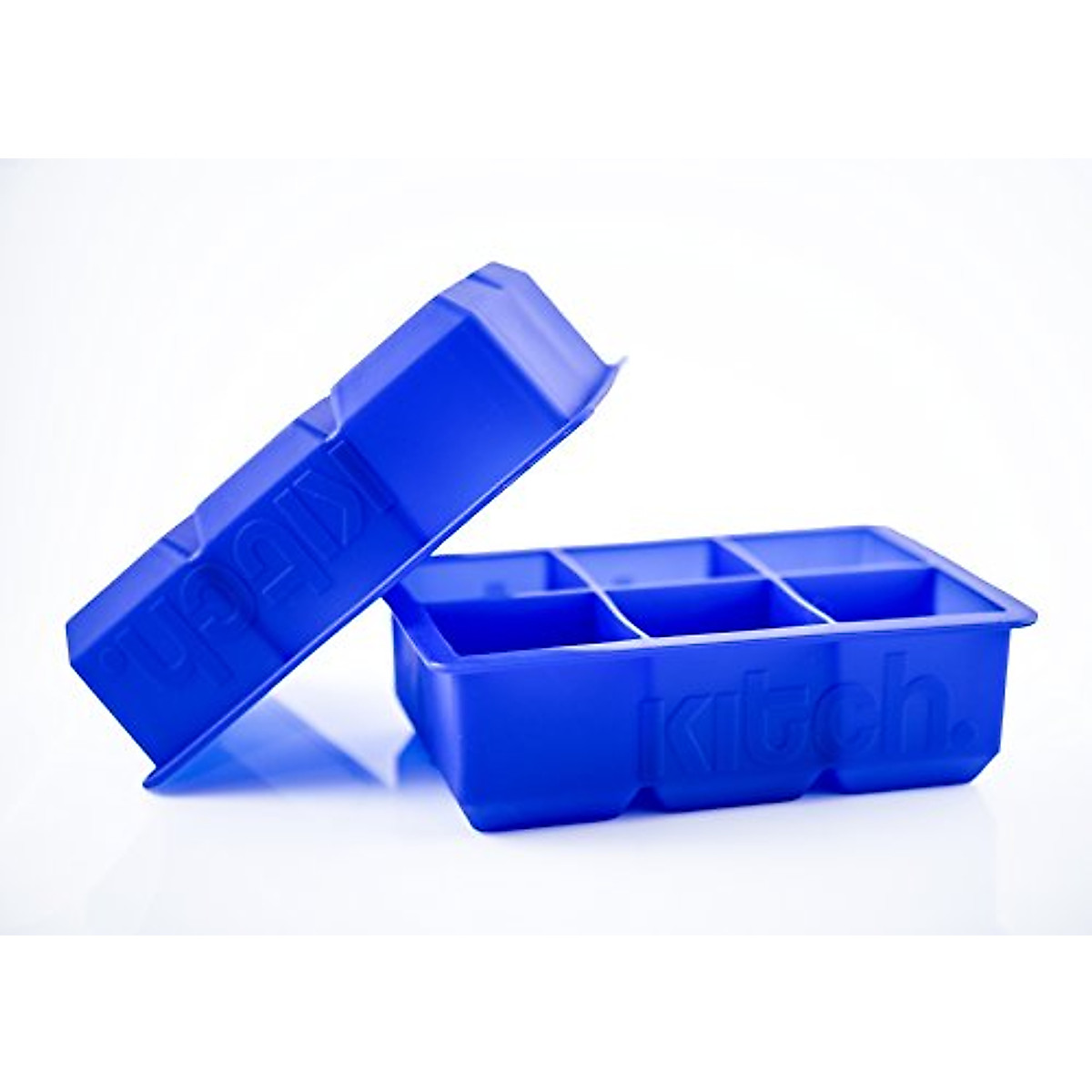 Large Cube Silicone Ice Tray, 2 Pack by Kitch, Giant 2 Inch Ice Cubes Keep Your Drink Cooled for Hours - Cobalt Blue