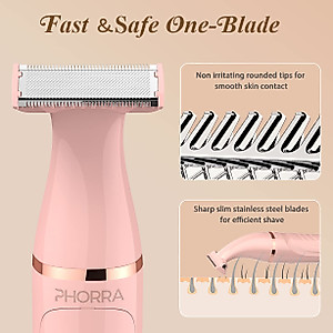Electric Razor for Women Legs Bikini - Rechargeable Lady’s Shaver and Trimmer with Unique One Ultra-Thin Blade Design, Quickly Remove Hair in One Pass