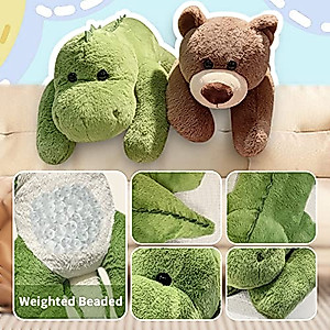 Mewkou 3.5 LB Dinosaur Weighted Stuffed Animals, 24 Inch Weighted Plush Animals Dino Plush Throw Pillow, Super Soft Cartoon Hugging Toy Gifts for Bedding