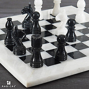 Radicaln Marble Chess Set 12 Inches White and Black Handmade Chess Sets for Games for Adults - 1 Chess Board & 32 Chess Pieces 2 Player Games - Travel Chess Board Game