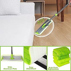 18" Microfiber Mop for Floor Cleaning, Microfiber Floor Mop with 57" Stainless Steel Handle,4 Reusable Washable Mop Pads and Mop Pads Brush,Microfiber Mop for Hardwood,Laminate,Tile,Floor Cleaning