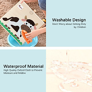 2PCS 13x13x13 Storage Cube Bins, LIOUCBD Foldable Toy Storage Bins Boxes Chests, Water Proof Canvas Storage Bin for Toys Clothes Dolls Books (Cow & Pig)