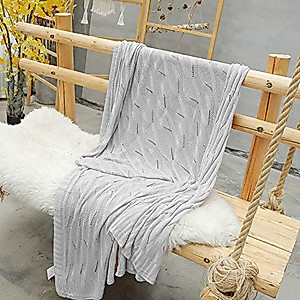 Lightweight Cooling Summer Throw Blanket, 100% Bamboo Fiber Made, Silky-Soft Smooth Knit Throws for Sofa/Bed/Travel, 47”X70”