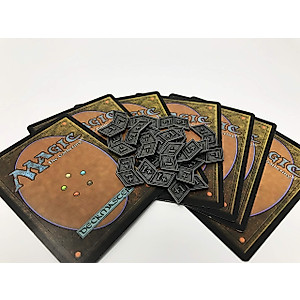 Citadel Black MTG Buff Counters +1/+1 and -1/-1 Set of 20 Metal Tokens - with Velvet Drawstring Pouch, Antique Silver Finish Metal Tokens, Magic: The Gathering, Gray