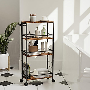 Lifenite Slim Rolling Cart, 4-Tier Kitchen Storage Rolling Cart, Narrow Cart with Handle,Mobile Utility Cart for small Space, Shelving Unit for Kitchen,Dining Room,Living Room,Home Office,Laundry Room