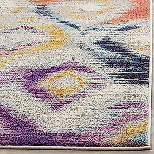 SAFAVIEH Monaco Collection 5'1" x 7'7" Multi MNC242F Ogee Trellis Watercolor Distressed Non-Shedding Living Room Bedroom Area Rug