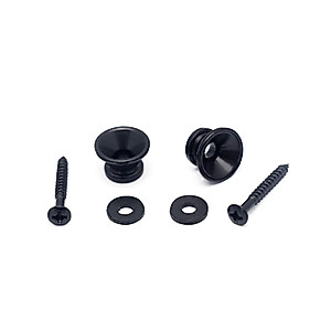 Metallor Guitar Strap Locks and Buttons End Pins with Mounting Screws and Washers for Electric Guitar Bass Acoustic Guitar Ukulele Mandolin. (Black)