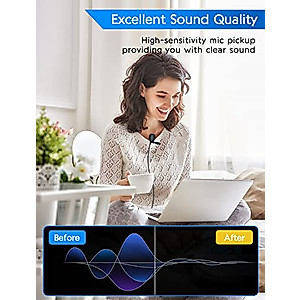 USB Lavalier Microphone, 6.6FT Onidirectional Condenser Lapel Mic with Headphones Jack for Audio Video Recording, YouTube, Interview, Tiktok, PC, Computer, Mac, Gaming, Podcasting, Live Streaming
