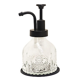 MISAIYOU Mini Clear Glass Soap Dispenser for Bathroom Countertop and Kitchen Sink Decoration,Refillable Liquid Hand Dish Soap Pump Dispenser,Black with Clear Glass, 3-3/8'' X 3-3/8'' X 5-3/4''