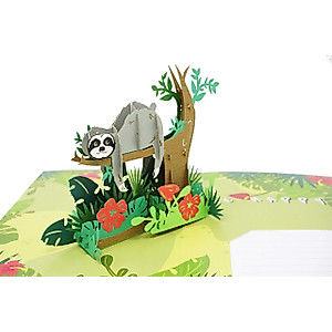 Take It Easy Fun Sloth - 3D Pop Up Greeting Card For All Occasions - Love, Birthday, Christmas, Goodluck, Congrats, Get Well - Message Note for Personalized - Amazing Gift - Thick Envelope, Fold Flat