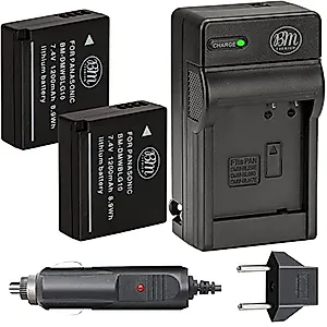 BM 2-Pack of DMW-BLG10 Batteries and Charger for Panasonic Lumix DC-G100, DC-ZS80, DC-GX9, DC-LX100 II, DC-ZS200, DC-ZS70, DMC-GX80, DMC-GX85, DMC-ZS60, DMC-ZS100, DMC-GF6, DMC-GX7K, DMC-LX100K Camera