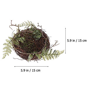 VALICLUD Artificial Bird Nest with Eggs Birds Faux Natural Rattan Twig Bird Nest House Ornament Photo Props for Home Garden Decoration