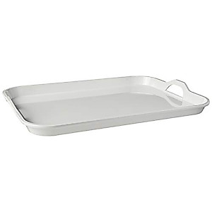 Hutzler Melamine Serving Tray with Handles, 20" x 15", White