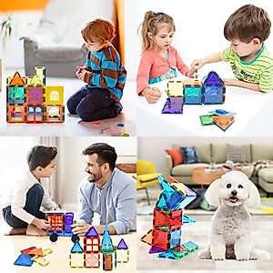 Children Hub 120pcs Magnetic Tiles Set Diamond Series - Educational 3D Magnet Building Blocks - Building Construction Toys for Kids - Upgraded Version with Strong Magnets