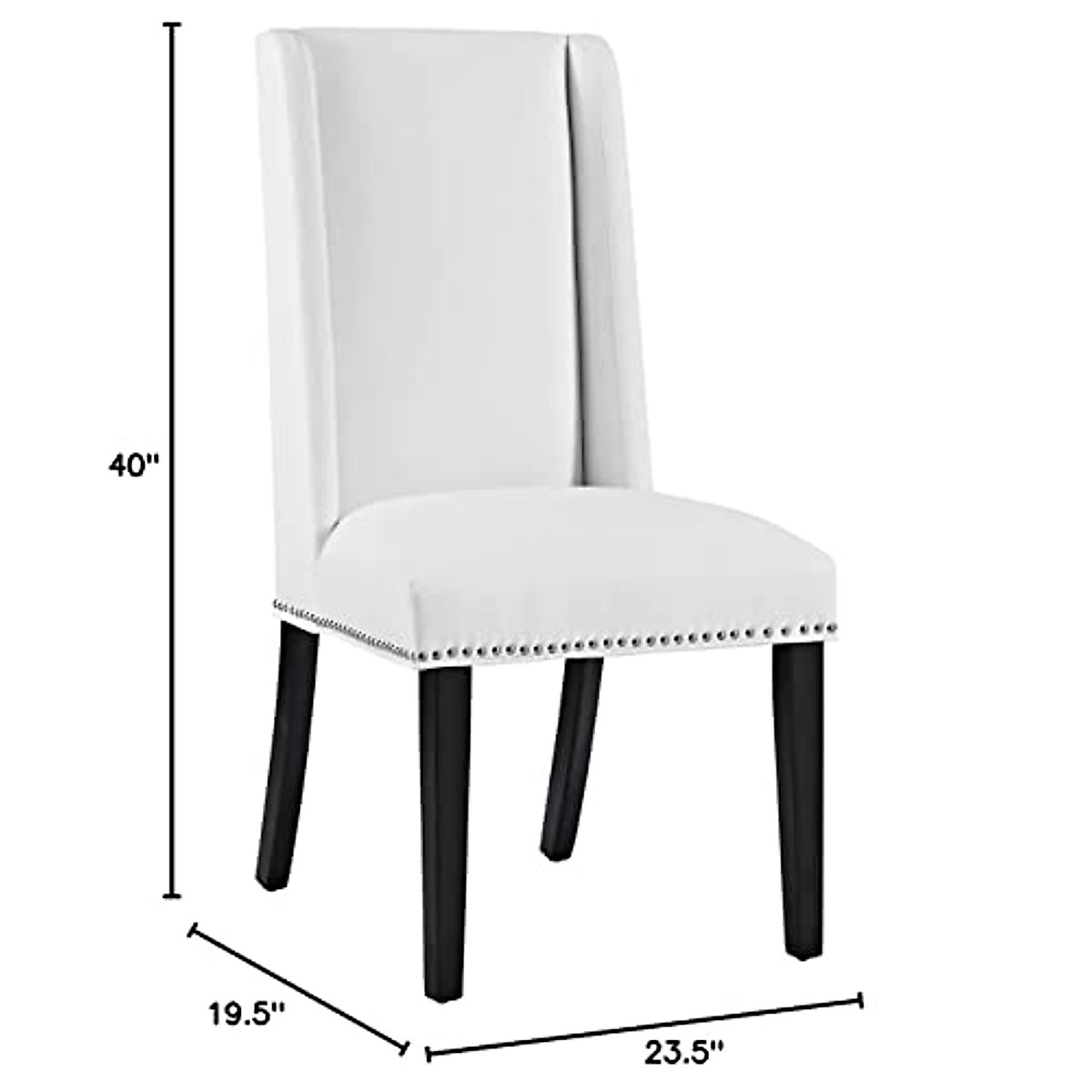 Modway MO- Baron Modern Tall Back Wood Faux Leather Upholstered, Dining Chair, White