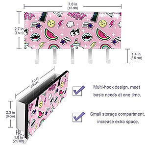 Cute Unicorn Lips Stickers Rack Organizer with 5 Hooks Wall Bathroom Kitchen Shelf Rack Multifunctional Storage Shelf