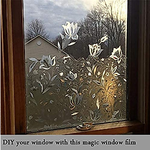 Window Film Privacy No Glue Static Cling 17.5" by 78.7" Glass Film Decorative Window Films Heat Control for Home Kitchen Office