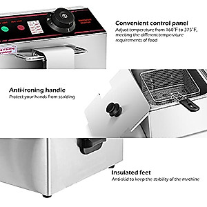 Giantex 3400W Commercial Deep Fryer Dual Tank, 12.8QT Stainless Steel Electric Deep Fryer with 2 Baskets, Lids and Temperature Control for French Fries Turkey Chicken Restaurant Home Kitchen