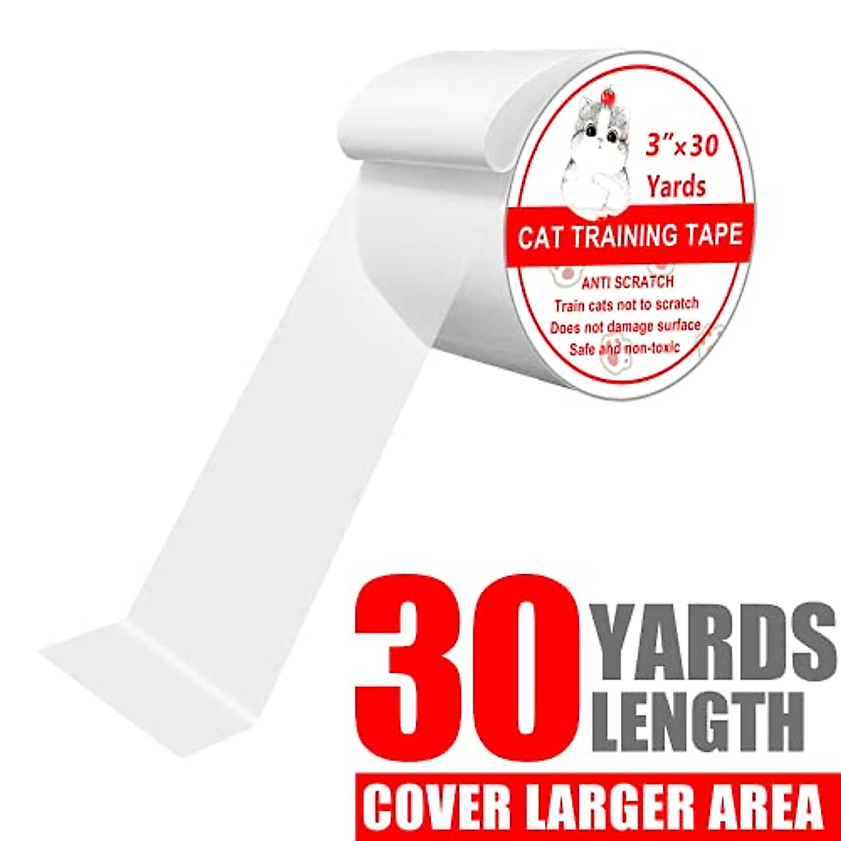 Multiple Sizes (3X30 Yards) Cat Training Tape, Double-Sided Cat Tape,Anti Cat Scratch Tape,cat Deterrent Tape,100% Transparent Clear,Stop Cats Scratching Your Couch, Doors Carpet, Furniture