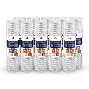 Aquaboon 5 Micron 20"x4.5" String Wound Sediment Water Filter Cartridge | Whole House Sediment Filtration | Compatible with PC40-20, WP1BB20P, 355222-45, WPP-45200-01, WPP-45200-01, 84650, 10-Pack