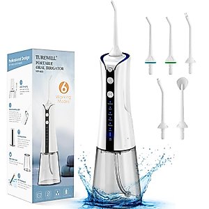 TUREWELL Water Flosser for Teeth with DIY Modes, Rechargeable and Portable Dental Oral Irrigator,300ML Water Tank with IPX7 Waterproof for Home Travel