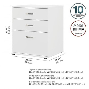Bush Business Furniture Universal Laundry Room Storage Cabinet with Drawers, White