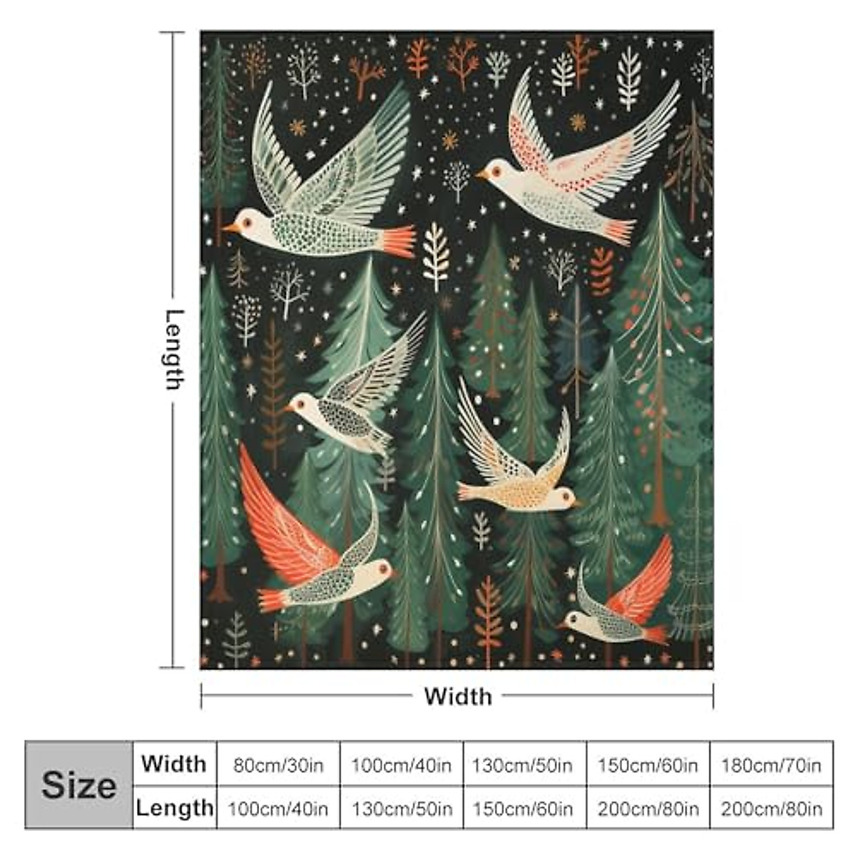 Soft Throw Blanket Birds Flying Through The Trees Warm Cozy Lightweight Blanket Winter Holiday Blanket 40"x50" for Couch Sofa Bed for Girls Birthday Valentines Gifts Warm Soft Autumn and Winter