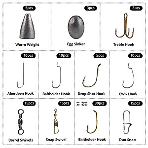 MadBite Freshwater Terminal Tackle Kits, 181 pcs, Fishing Hooks, Fishing Accessory Gear, Fishing Tackle, Fishing Weights & Sinkers, Jig Hooks, Floats and Bobbers