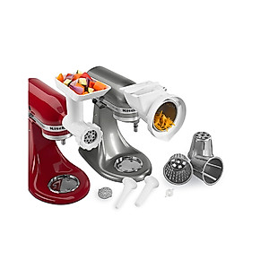 KitchenAid 80127 Stand Mixer Attachment with Food Grinder, Rotor Slicer, Shredder and Sausage Stuffer, White