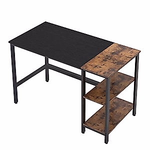 SogesHome 47inches Home Office Desk Computer PC Desk with Industrial 3-Tier Storage Shelves, Working Gaming Desk Study Desk Workstation Writing Table for Bedroom Living Room, School, Apartment