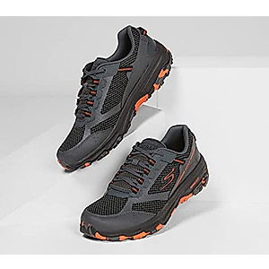 Skechers Men's GOrun Altitude-Trail Running Walking Hiking Shoe with Air Cooled Foam Sneaker, Charcoal/Orange/Black, 10.5