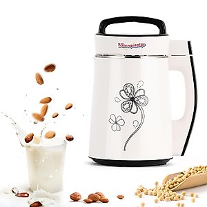 Moongiantgo Automatic Soy Milk Maker 37.2oz 1100ml, 8 in 1 Nut Milk Maker with Self-Cleaning/Boil Water/Recipe, Homemade Almond Milk Machine, Oat Milk, Plant Based Milk, Juice Beverages Maker, 110V