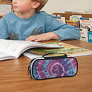 Tie Dye Printed Pencil Case Bag Stationery Pouch with Handle Portable Makeup Bag Desk Organizer