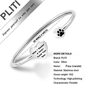 PLITI Dog Lovers Paw Print Bangle Bracelet When I Needed A Hand I Found Your Paw Bracelet For Dog Mom (Dog Paw)