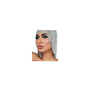 STONEFANS Gatsby Rhinestone Cap Headpiece 1920s Silver Head Chain Flapper Hairpieces Jewelry Belly Dance Cleopatra Hair Accessories for women (silver)