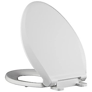 Geiweet elongated Toilet Seat with Cover,Quiet and slowly close,Easy to install and disassemble,Easy to clean,Durable plastic,Standard extended toilet,White