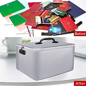 ENGPOW Fireproof & Water-Resistant Document Storage Bag 4-Layer Large Space,15" x 11" x 8" File Organizer Case with Lock,Document Safe Filing Organizer for Home Office Travel,Silver