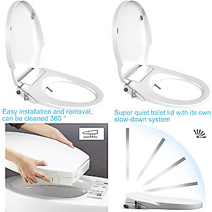 TRIZZI Bidet Toilet Seat for Elongated Toilets Soft Closing Toilet Seat Cover Lid One Key Operation No-Electric Adjustable Water Pressure Aqua Wash Bidet Seat with Double Self-cleaning Nozzle Bidet