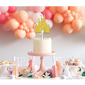Castle Cake Topper Princess Cake Topper Castle Theme Birthday Party Decoration Princess Party Supplies Princess Happy Birthday Cake Decoration for Girls Princess Baby Shower Supplies