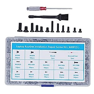 Computer Screw, 600 Parts Electronic Repair Screws Carbon Steel with Fine Thread for Laptop