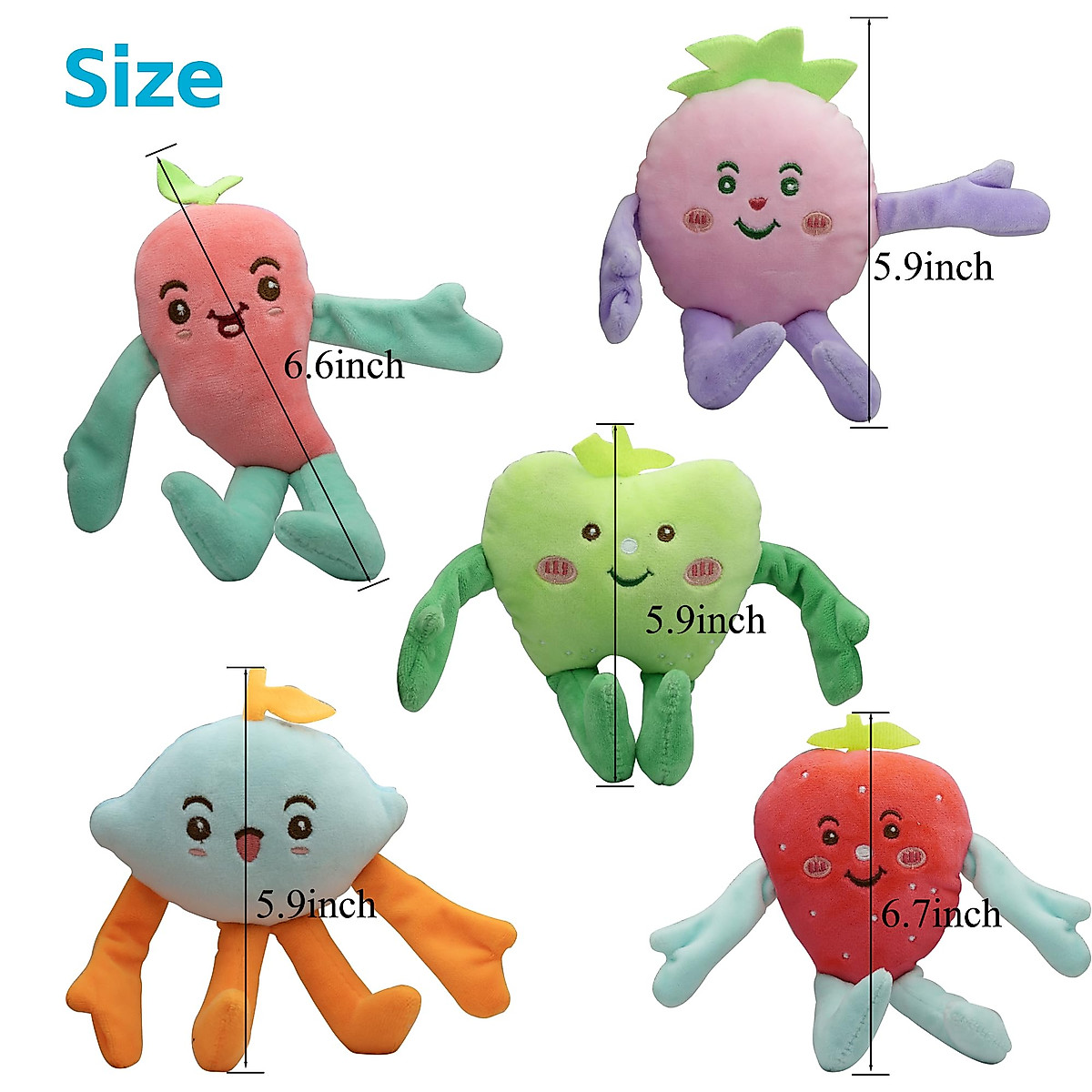 YUNKINGDOM Cute Carrot Fruits Dog Squeaky Toys Dog Toy for Pet Puppy Small Dog (Pack for 13)