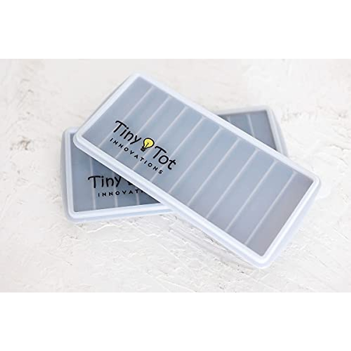 Breast Milk Freezer Storage Trays, 10-1oz Bars, 2 Silicone Tray Containers w/Leak Resistant Lids, Food Grade Silicone (Milk Trays)