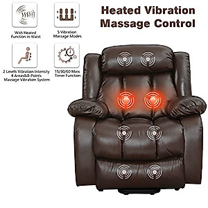 Harkawon Dual Motor Recliner Chair for Adults, Genuine Leather Lay Flat Sleeping Power Lift Chair for Elderly, Power Lift Chairs, with Massage and Heating (Brown)