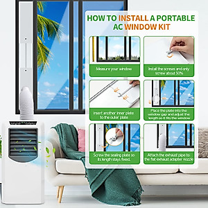 Portable Air Conditioner Window Seal Kit with Coupler for 5-5.1" Exhaust Hose, AC Window Kit with Vent Screen for Sliding Window, Adjustable 17"- 62" Sealing Panels, NOT Applicable for 5.9" Hose
