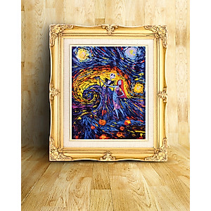 Uhomate Jack Sally Jack and Sally Nightmare Before Christmas Vincent Van Gogh Starry Night Posters Home Canvas Wall Art Nursery Decor Living Room Wall Decor A005 (8X10)