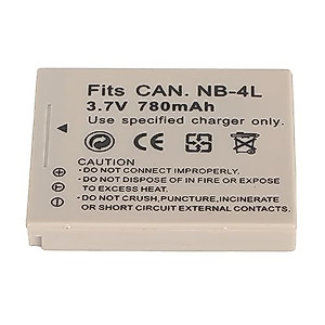 NB 4L Battery, 780mAh Lithium Ion Battery, Camera Battery Replacement, NB 4L Replacement Battery, Replacement for IXUS 115 117 120 130 220 225 230 255 50 60 70 80 65 75ixy100 115